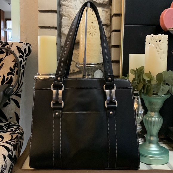 Perlina | Bags | Perlina Black Genuine Leather Three Compartments ...